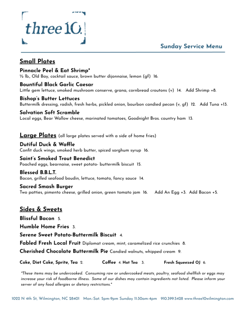 Menus – -three 10.-