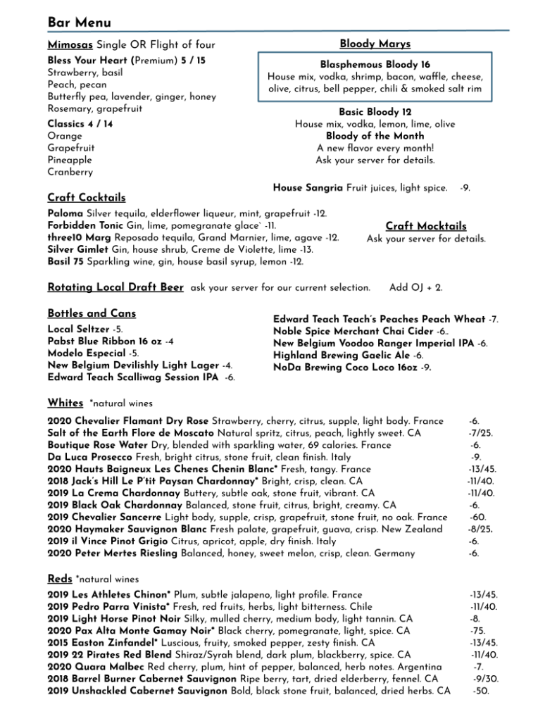 Menus - -three 10.-