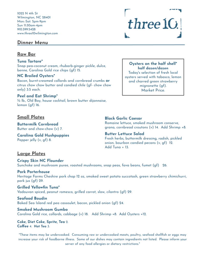 Menus – -three 10.-