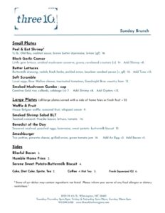 Menus - -three 10.-