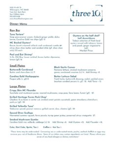 Menus - -three 10.-