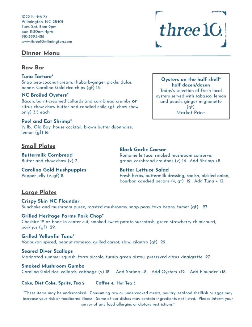 Menus - -three 10.-